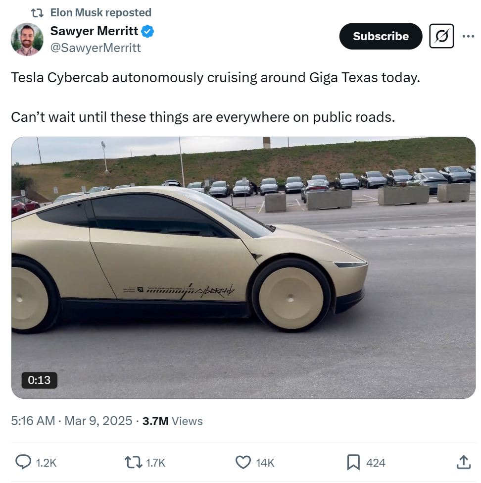 Tesla's "Golden Chariot" exploded on Twitter, and the autonomous taxi ...